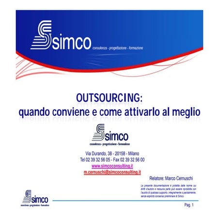 SIMCO: Outsourcing quando conviene e come attivarlo al meglio | PDF | Logistics | Business