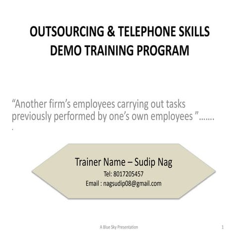 Outsourcing & telephone skills demo training program | PPT