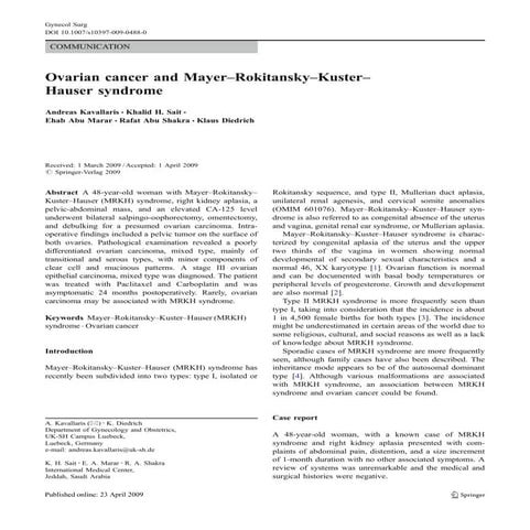 Ov cancer and mayer hauser hauser syndrome | PDF