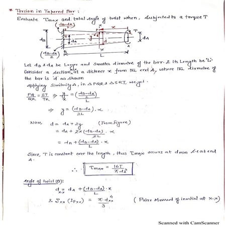 Torsion in tapered shafts | PDF