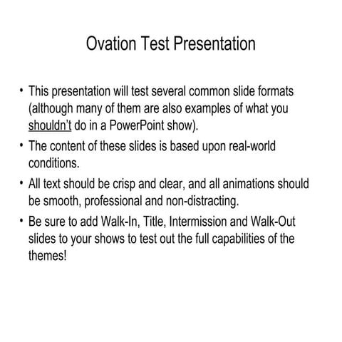 Ovation test show | PPT