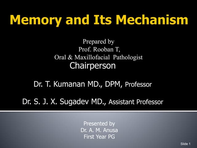 Physiology of memory | PPT