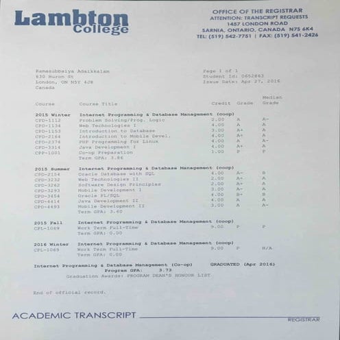 Lambton transcript | PDF