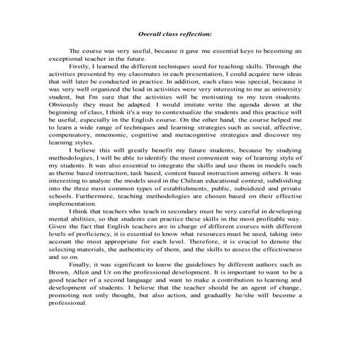 Overall class reflection | DOCX