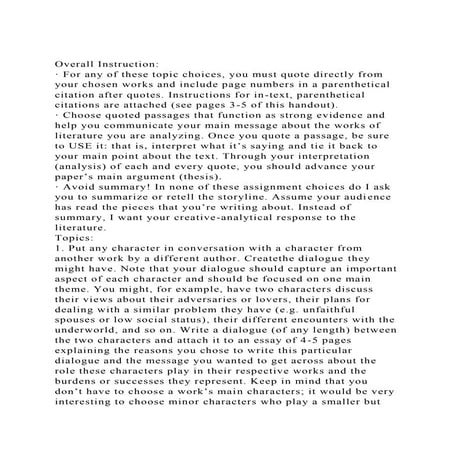 Overall Instruction· For any of these topic choices, you must q.docx