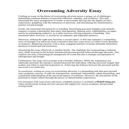 Overcoming Adversity Essay.pdfOvercoming Adversity Essay | PDF