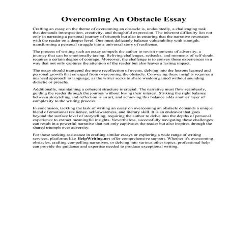 Overcoming An Obstacle Essay | PDF