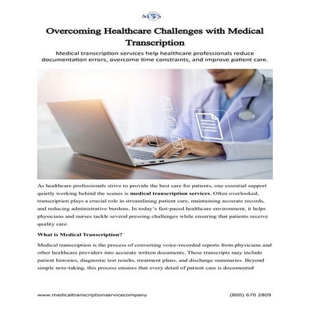 Overcoming Healthcare Challenges with Medical Transcription | PDF