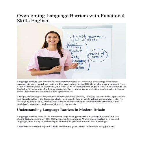 Overcoming Language Barriers with Functional Skills English.docx