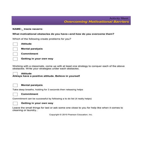 Overcoming motivaonal barriers | PDF