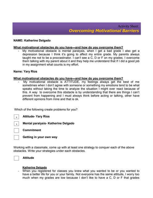 Overcoming motivational barriers | PDF