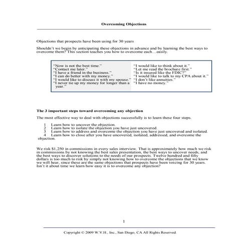 Overcoming Objections | PDF