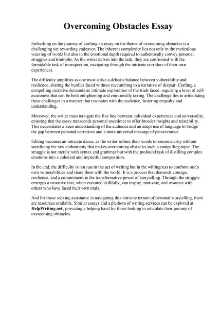 Overcoming An Obstacle Essay | PDF