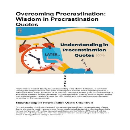 Overcoming Procrastination: Wisdom in Procrastination Quotes | PDF