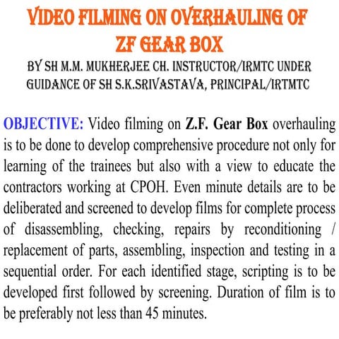 Overhauling of ZF Gear Box. It is a hydrodynamic gearbox. | PPT