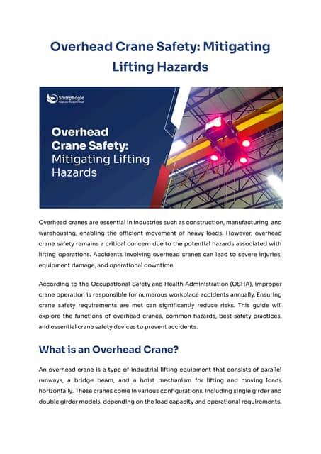 Overhead crane risk assessment | PDF