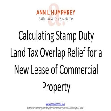 How to Calculate Stamp Duty Land Tax Overlap Relief for New Lease of ...