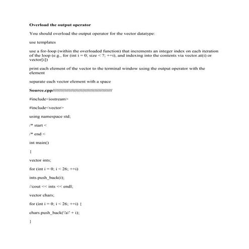 Overload the output operator You should overload the output operator f.docx | Programming ...