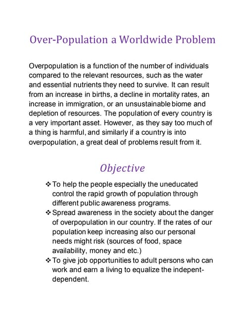 Overpopulation | PPT | Reproductive Health | Diseases and Conditions