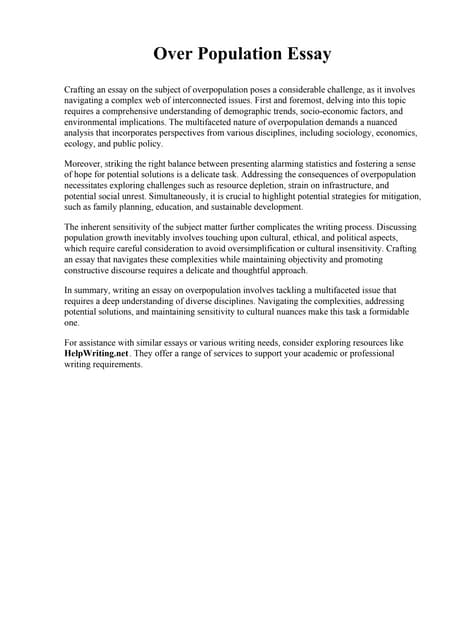 Overpopulation Essays | PDF