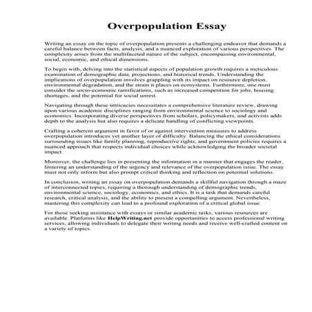 Overpopulation Essay.pdf | Environment | Science