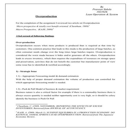 Over production | PDF