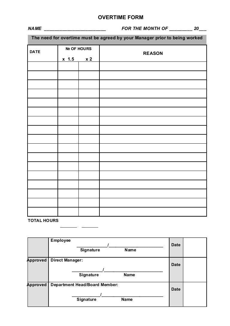 Overtime form