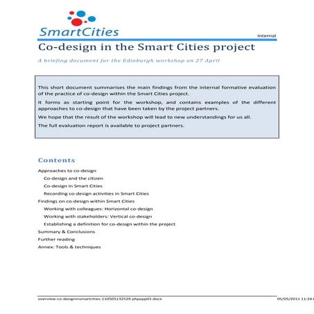 Overview: co-design in the smart cities project | DOCX