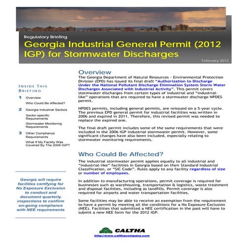 2015 Multi-Sector General Permit for Stormwater Discharge | PPTX