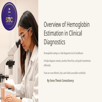 Overview of Hemoglobin Estimation in Clinical Diagnostics | PPTX