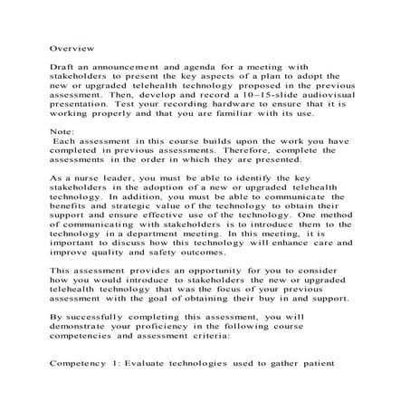 OverviewDraft an announcement and agenda for a meeting with stak | DOCX