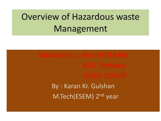 HAZARDOUS WASTE MANAGEMENT---PPT | PPTX
