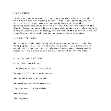 OVERVIEWIn this assignment you will put the research and writing.docx