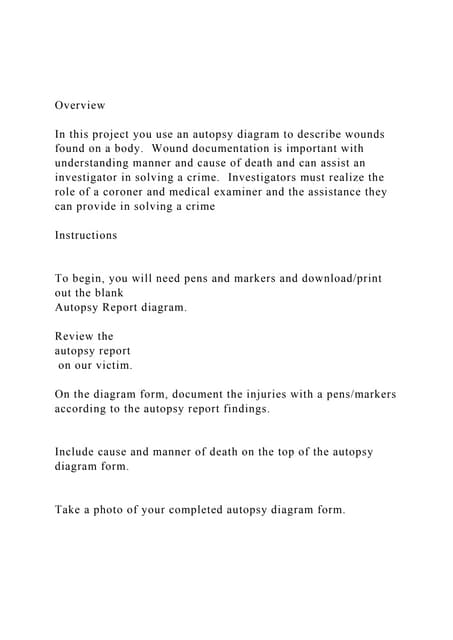 OverviewIn this project you use an autopsy diagram to descri.docx OverviewIn this project you use an autopsy diagram to descri.docx
