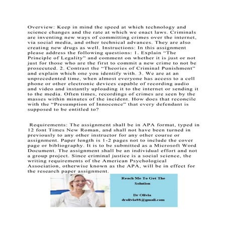 Overview Keep in mind the speed at which technology and science cha.docx