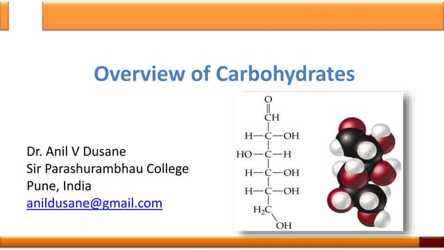 Carbohydrates and their classification | PPTX