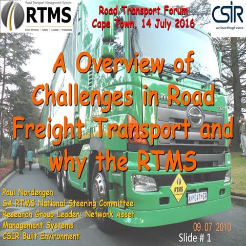 Transport: Overview of challenges in road freight and why RTMS | PPT