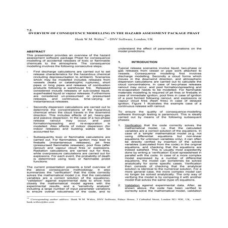 Overview of consequence modelling in the hazard assessment package ...