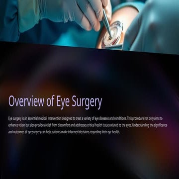 Advances in Eye Surgery and Vision Cares | PPTX