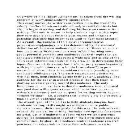 Overview of Final Essay Assignment, as taken from the writing progra.docx