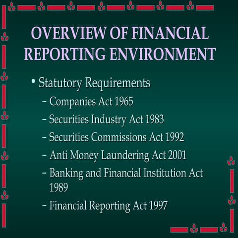 Overview of financial reporting environment | PPT