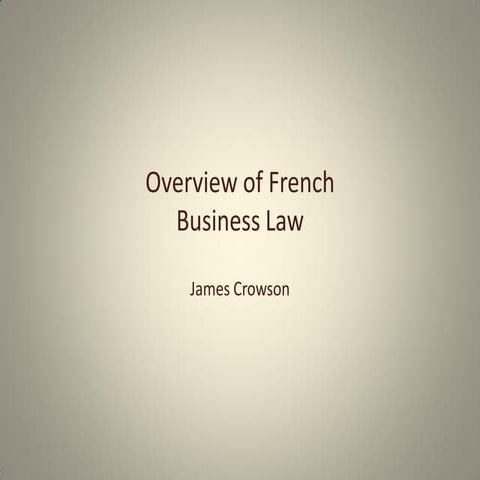 Overview of french business law | PDF