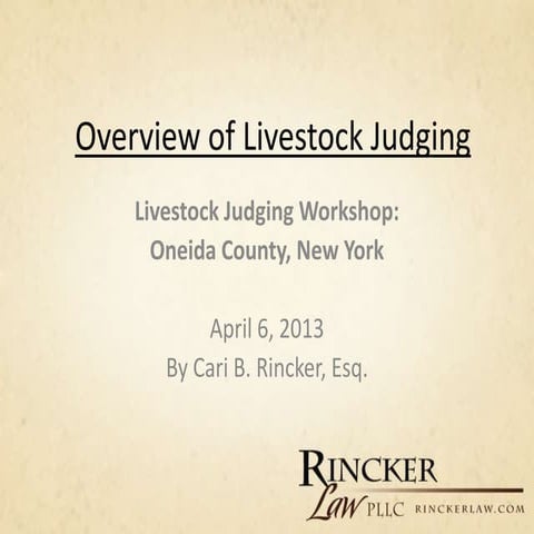 Overview of Livestock Judging | PPTX