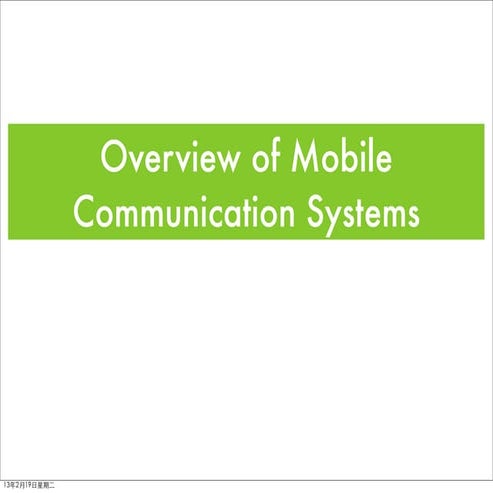Overview of mobile communication systems | PDF