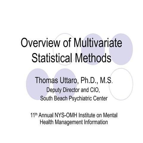 Overview Of Multivariate Statistical Methods Ppt