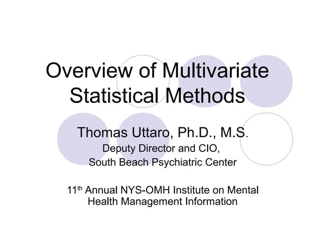 Overview Of Multivariate Statistical Methods Ppt