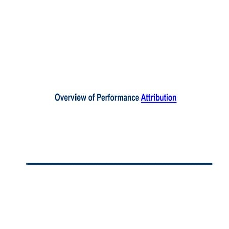 Overview of Performance Attribution | PDF