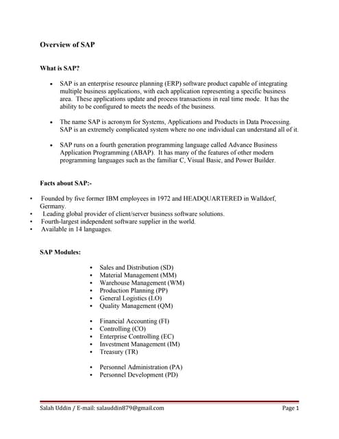 SAP ERP: Introduction | PPT