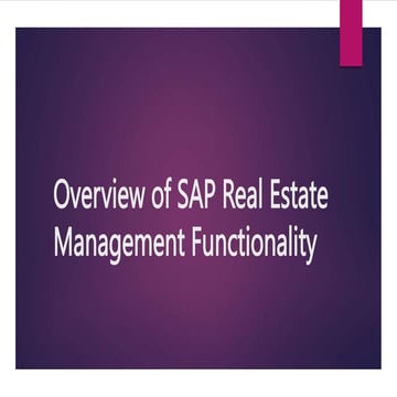 Overview of SAP Real Estate Management Functionality.pptx | Real Estate ...