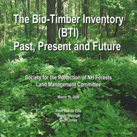 Overview Of SPNHF Bio Timber Inventory | PPT